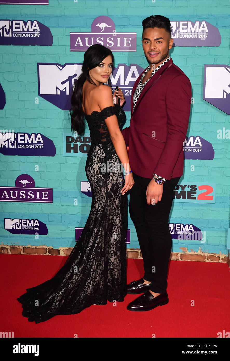 Nathan Henry and Abbie Holborn attending the MTV Europe Music Awards ...
