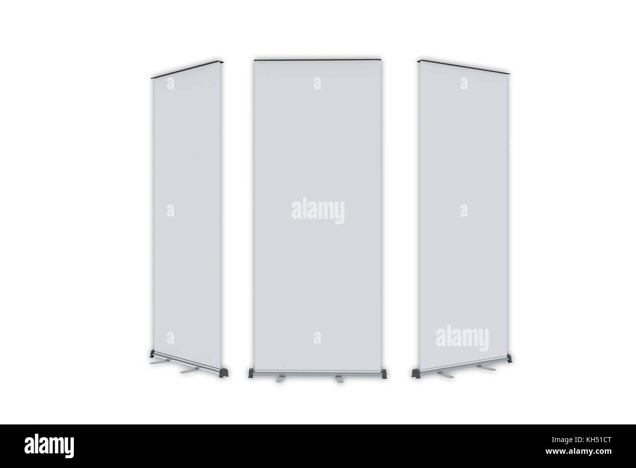 Blank roll-up with copy space in various postures used as a printing ...