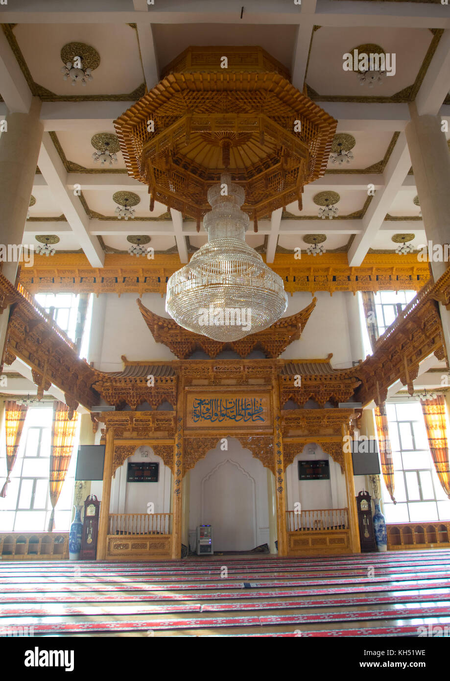 Inside the chinese-style mosque of the Salar people, Qinghai province ...