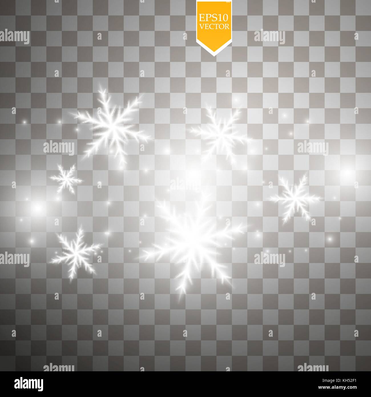 Shine white snowflake with glitter isolated on transparent background ...