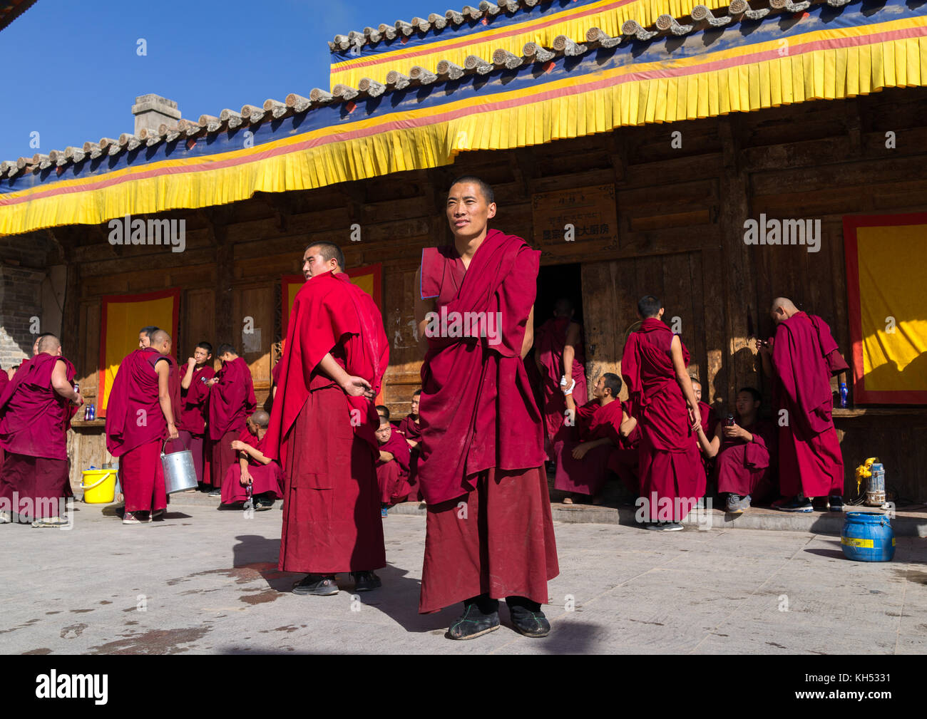 Monks in Rongwo monastery, Tongren County, Longwu, China Stock Photo ...