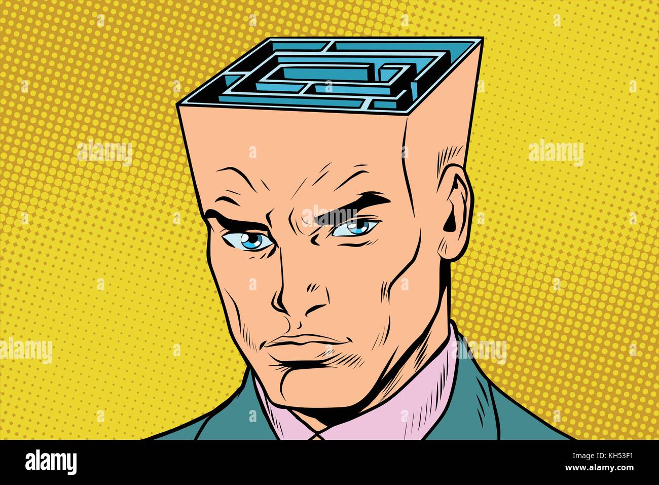 head maze man thinks. Pop art retro vector illustration Stock Vector ...