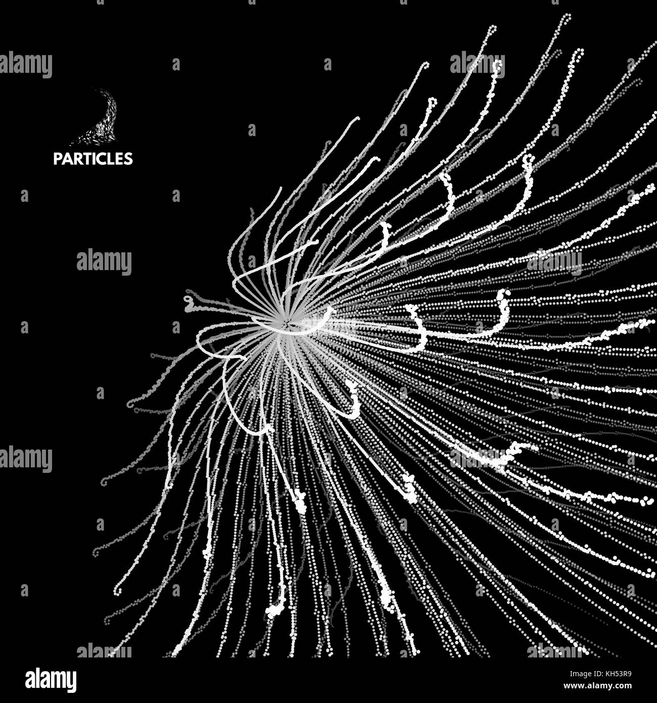 Abstract science or technology background. Array with dynamic particles. Vector illustration ...