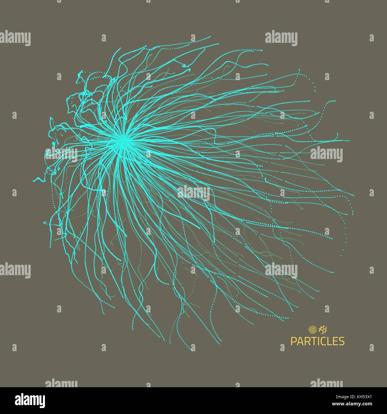 Array with dynamic particles. 3d futuristic technology style. Abstract ...
