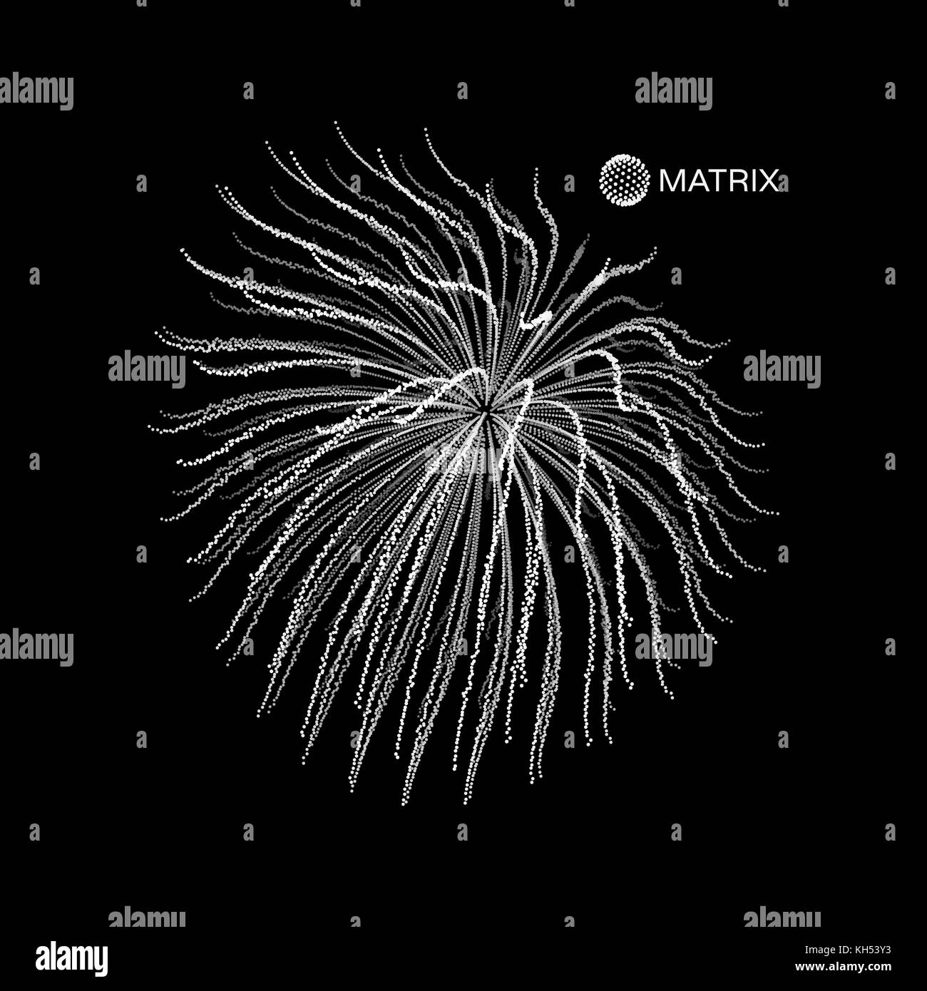 Array with dynamic particles. 3d futuristic technology style. Abstract ...