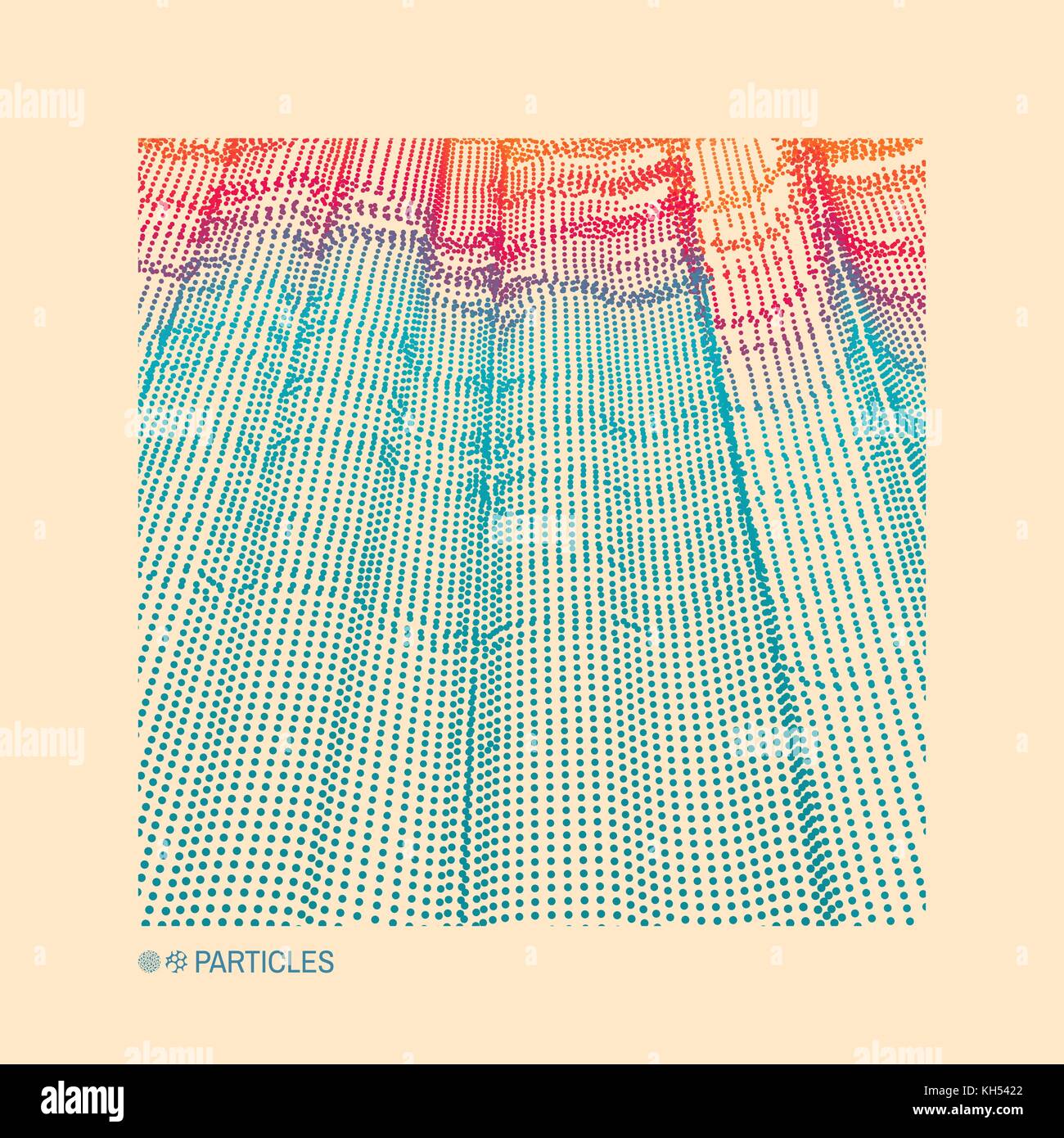 Array with dynamic particles. 3d futuristic technology style. Abstract background. Vector ...