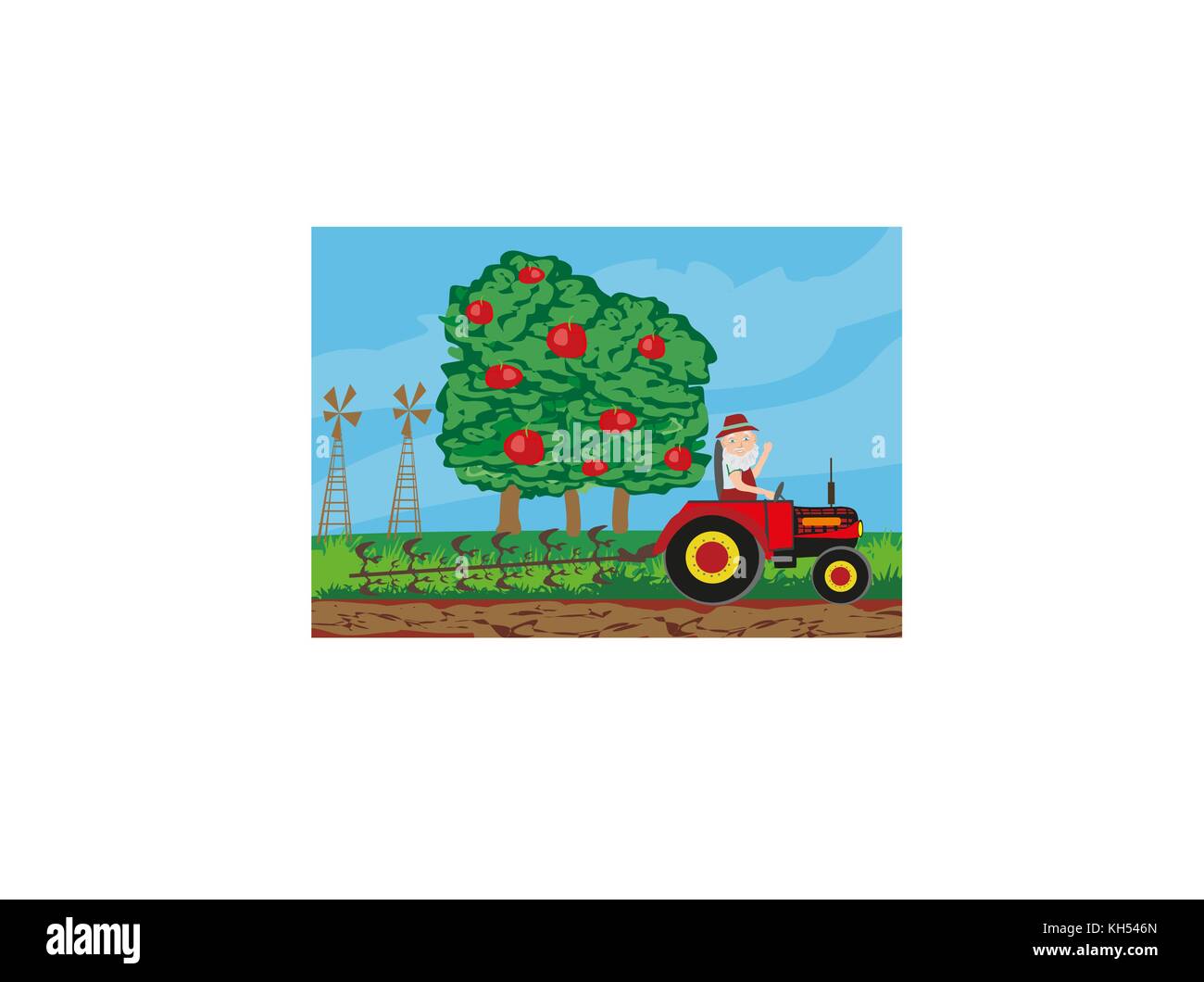 farmer plowing field Stock Vector Image & Art - Alamy