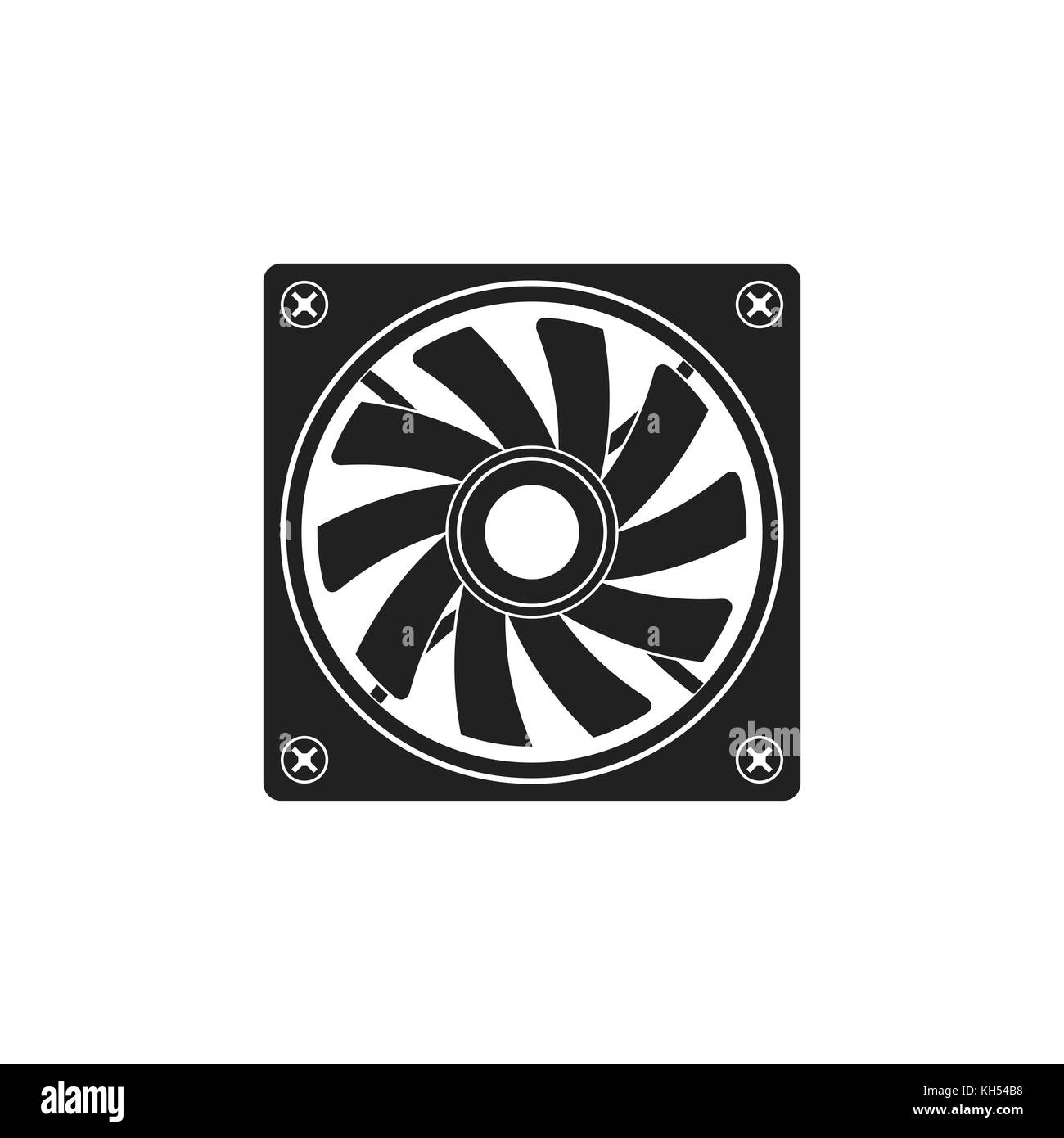 vector black monochrome solid design computer air fan cooler device ...