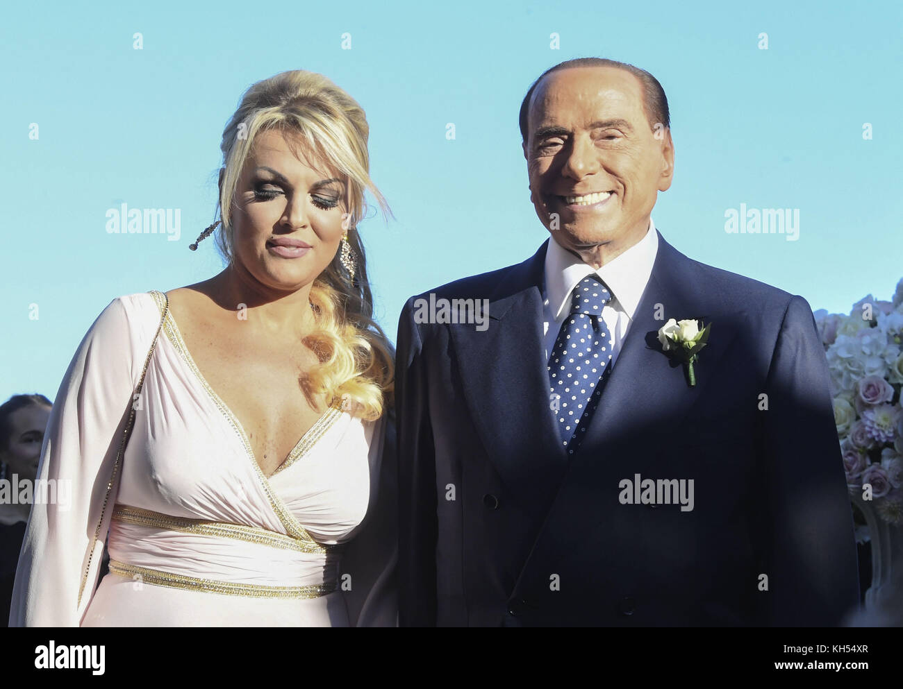Silvio Berlusconi and his partner Francesca Pascale attend the wedding of her sister Marianna ...