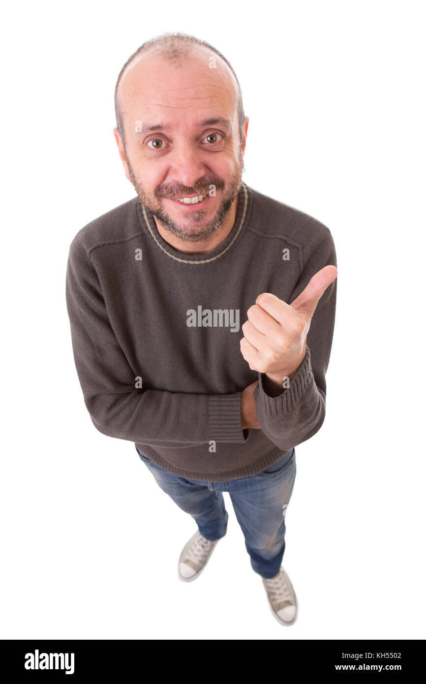 happy young man going thumbs up, isolated on white Stock Photo - Alamy
