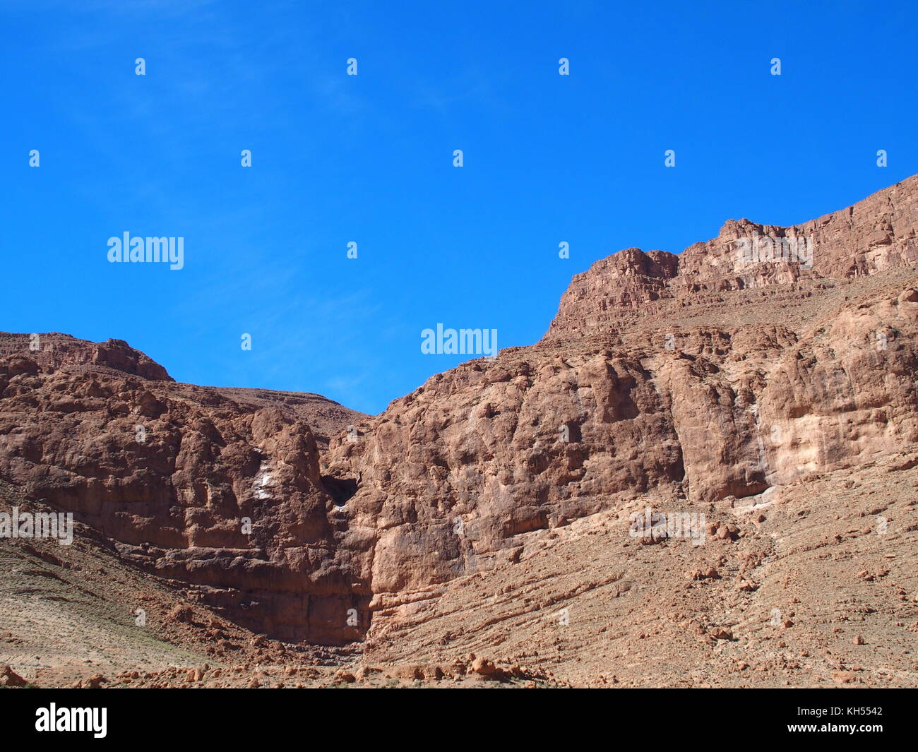 Rocky slope of TODGHA GORGE canyon landscape in MOROCCO, eastern part ...