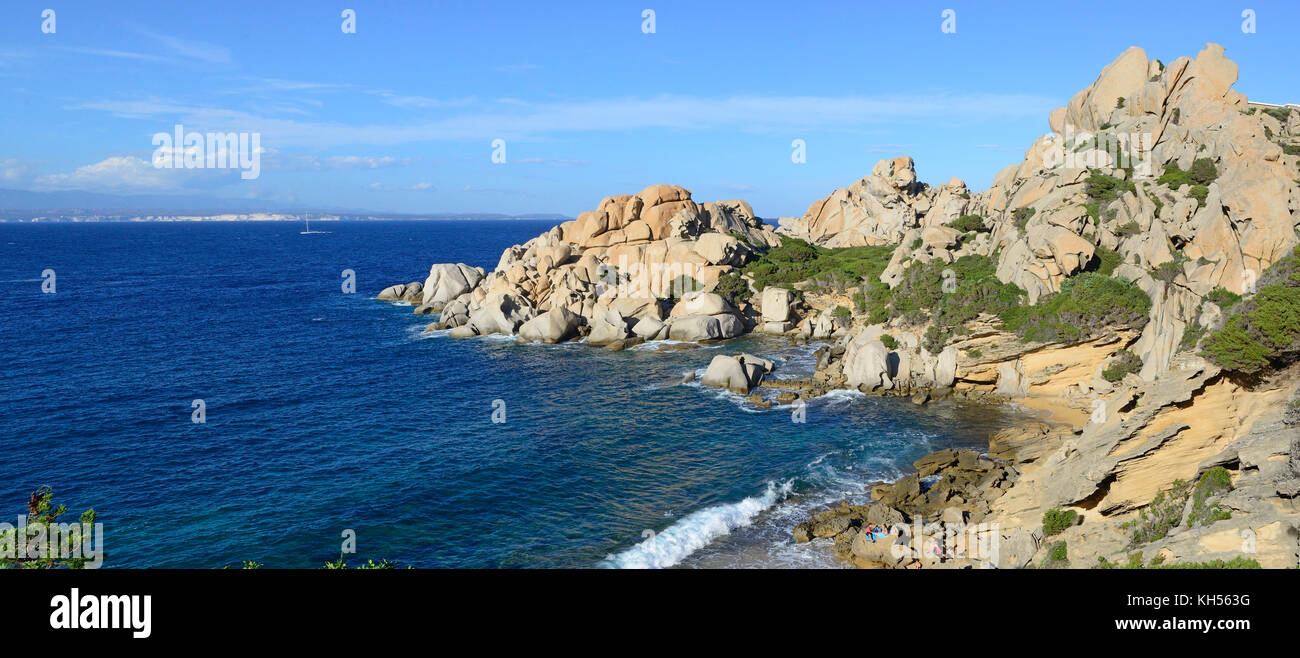 Pnoramic, sea in cala spinosa bay, Capo Testa, Sardinia, Italy Stock ...