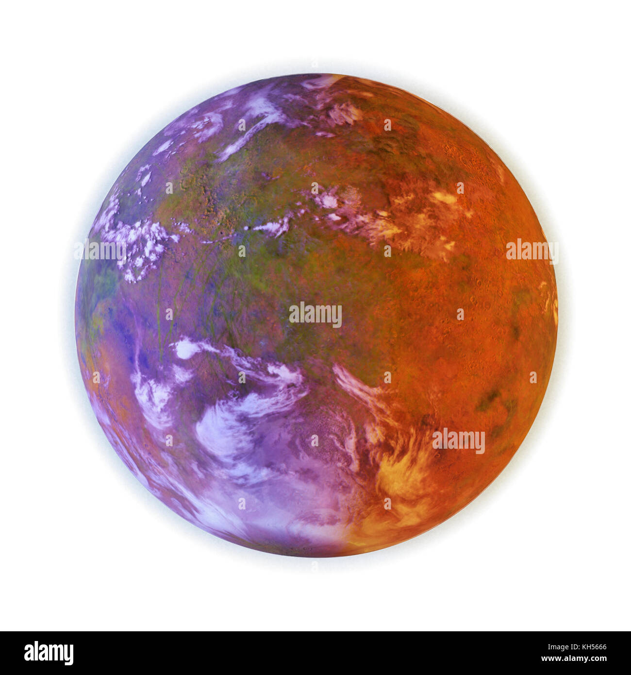 beautiful exoplanet lit by an alien binary star isolated on white ...