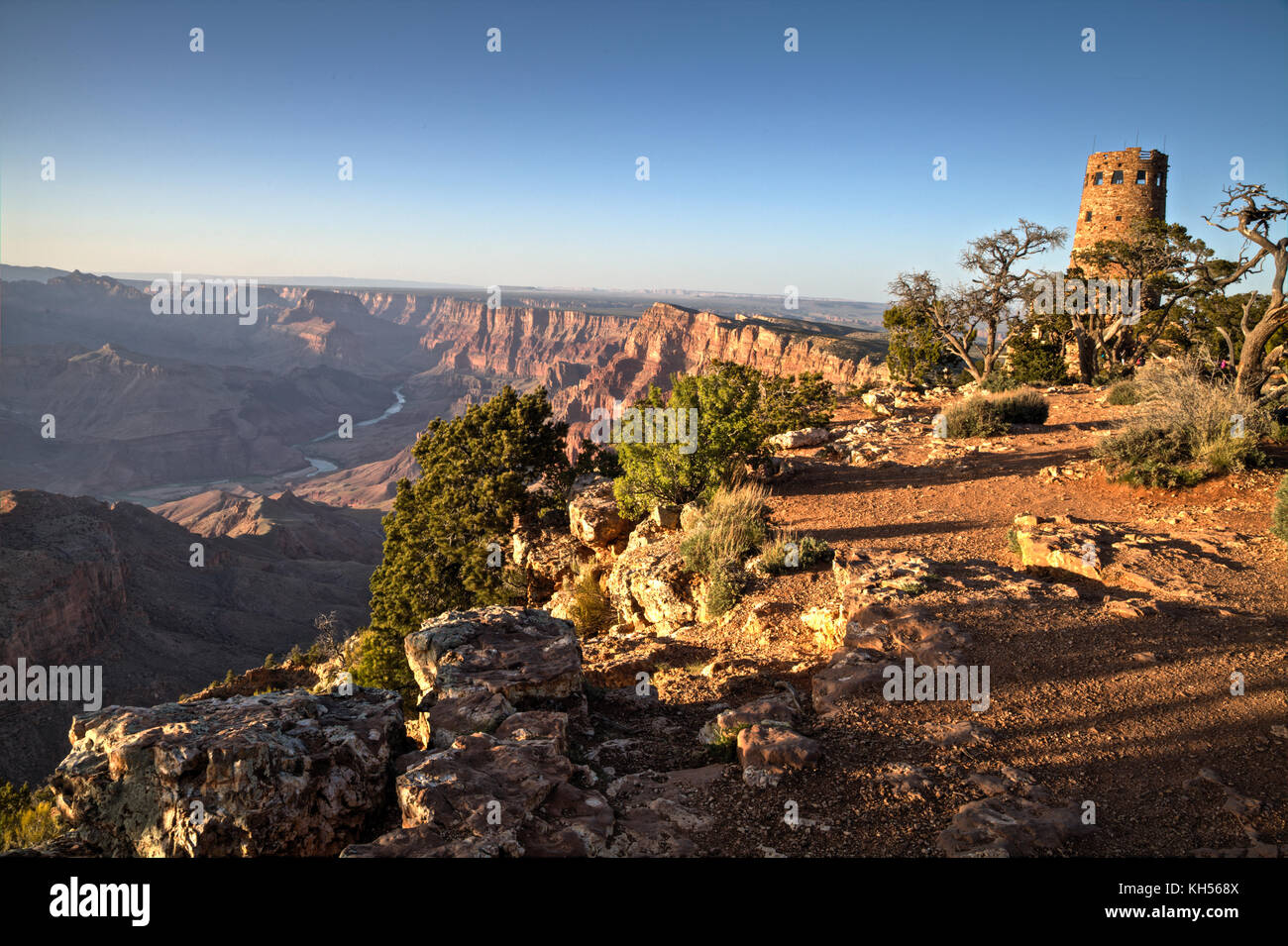 Desert View Watchtower on the rim of the Grand Canyon Stock Photo - Alamy