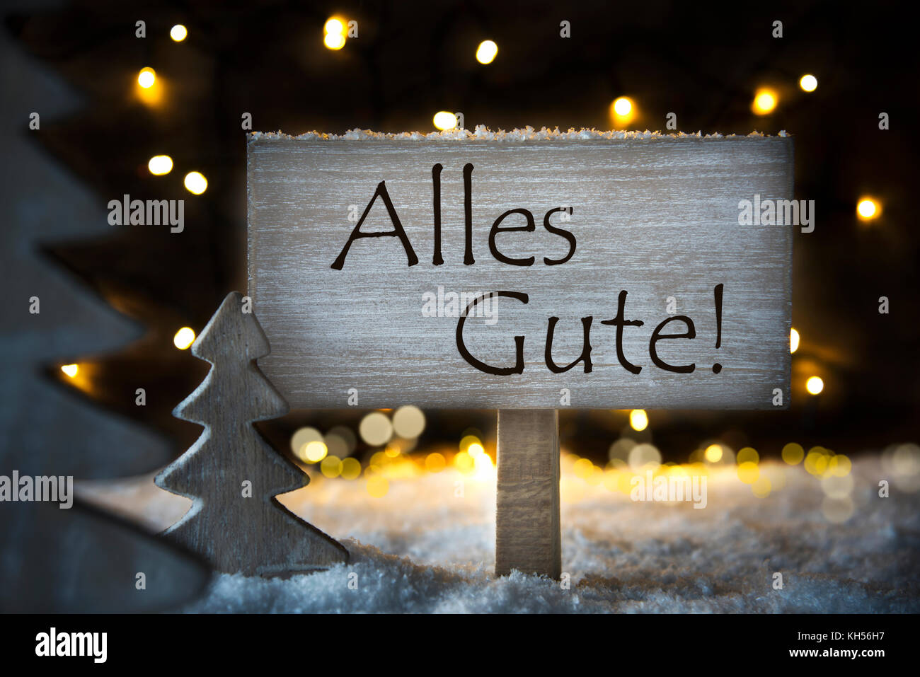 Sign With German Text Alles Gute Means Best Wishes, Snowflakes. White ...