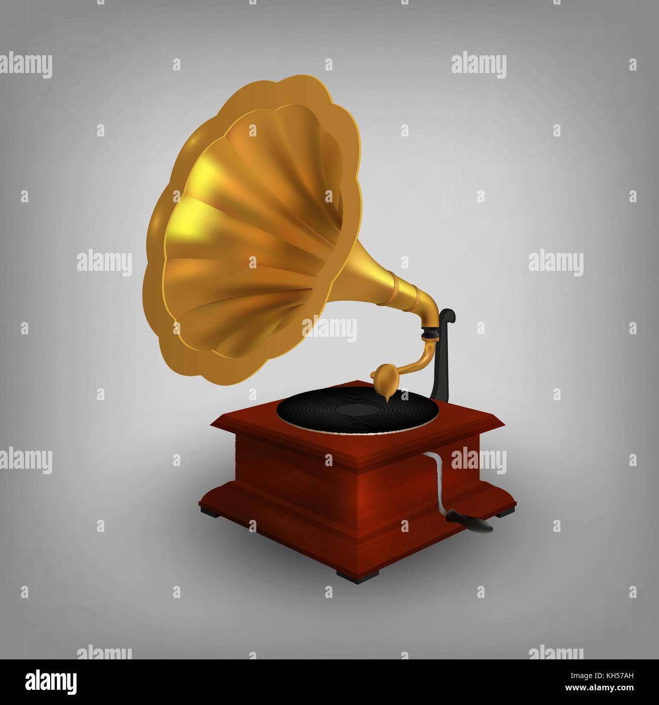 retro old gramophone with horn. Vector illustration in eps10 Stock ...