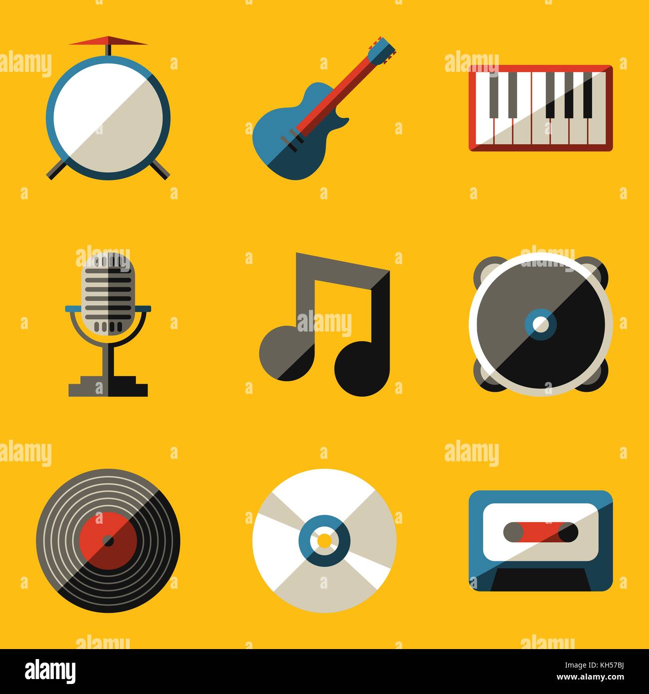 Flat icon set. Music. Vector illustration in eps10 Stock Vector Image ...