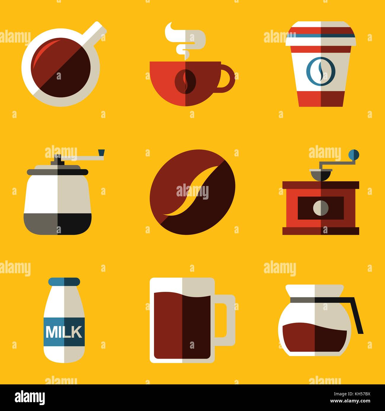 Flat icon set. Coffee. Vector illustration in eps10 Stock Vector Image ...