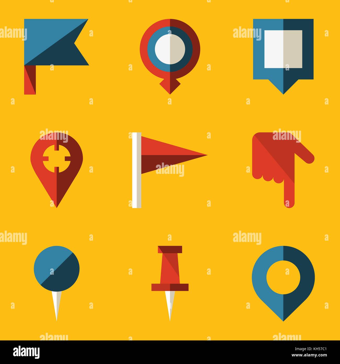 Flat icon set. Push pin map. Vector illustration in eps10 Stock Vector ...