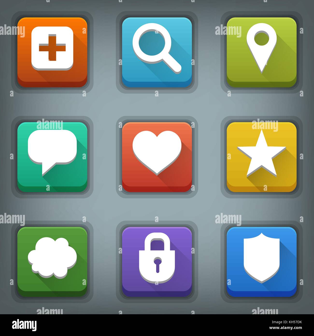 Flat icon set. White Symbols. Web 2. Vector illustration in eps10 Stock ...