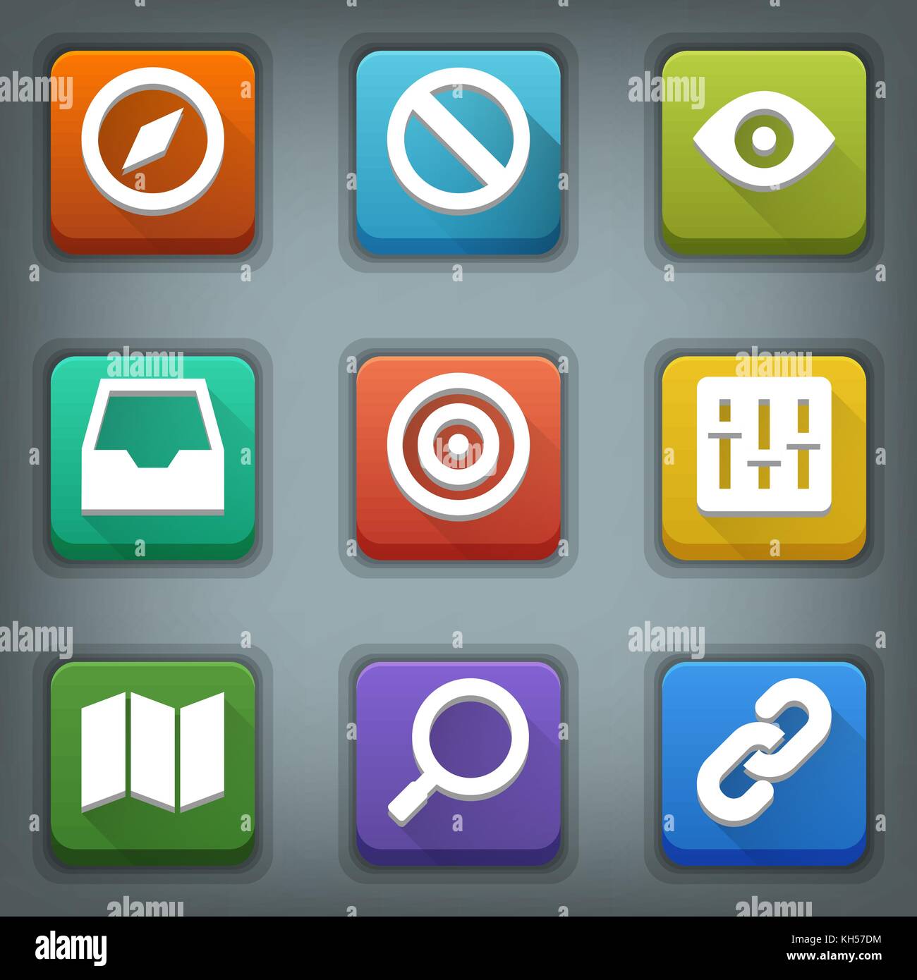 Flat icon set. White Symbols. Web 2. Vector illustration in eps10 Stock ...