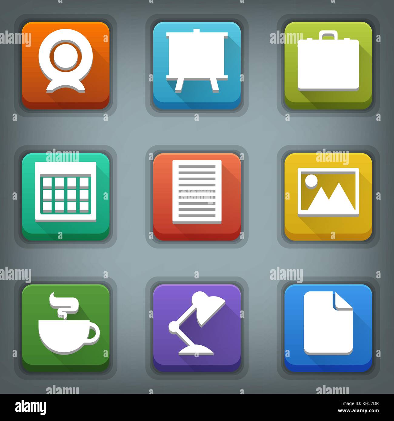 Flat icon set. White Symbols. Business. Vector illustration in eps10 ...