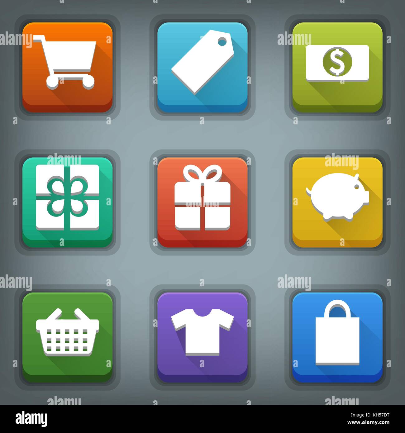 Flat icon set. White Symbols. Shop. Vector illustration in eps10 Stock ...