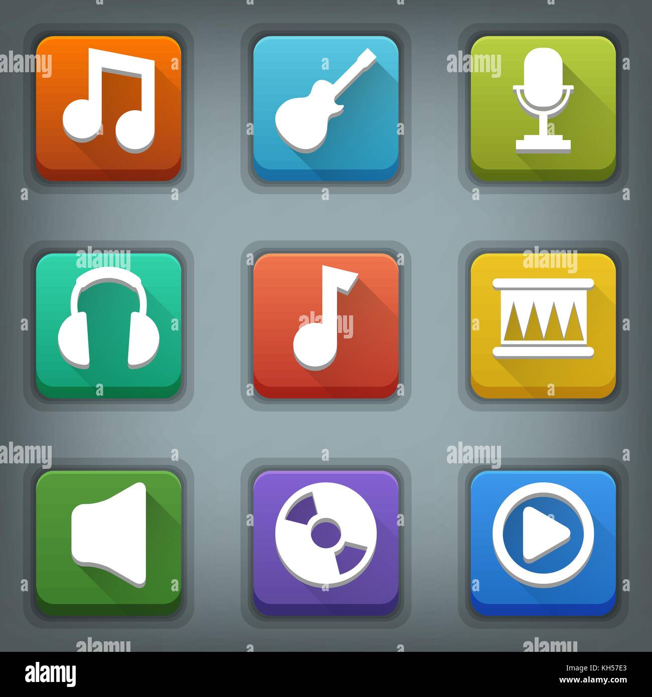 Flat icon set. White Symbols. Music. Vector illustration in eps10 Stock ...