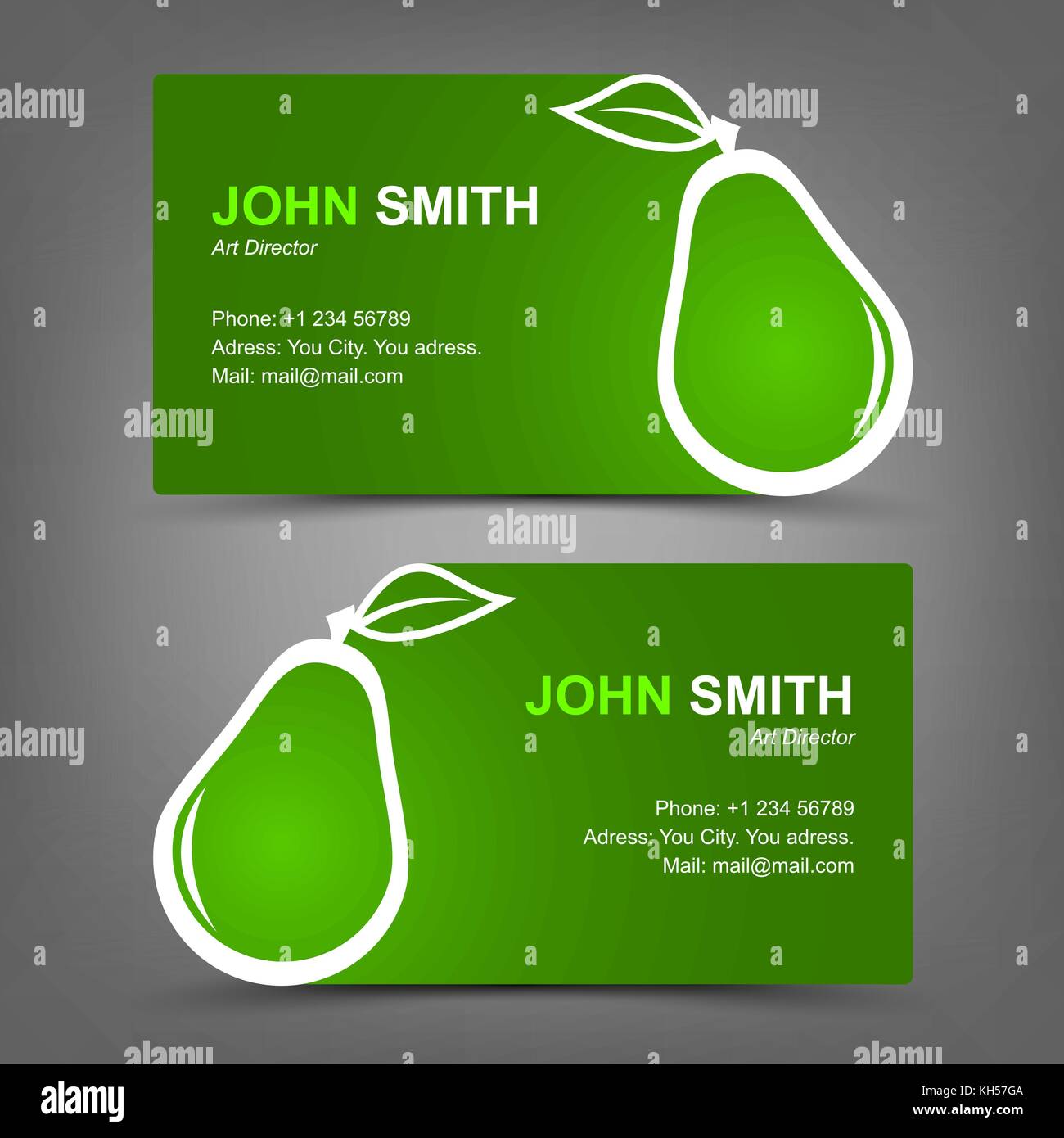 Business card green pear. Vector illustration in eps10 Stock Vector ...