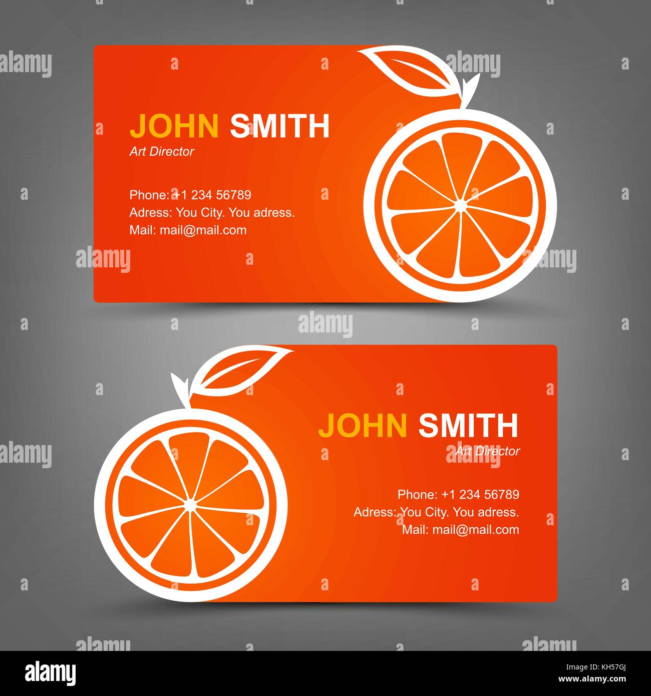 Business card orange. Vector illustration in eps10 Stock Vector Image ...