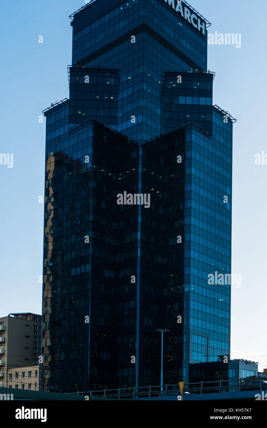 WARSAW, POLAND - NOVEMBER 2017. Golden Terraces, Zlota 44 skyscraper ...