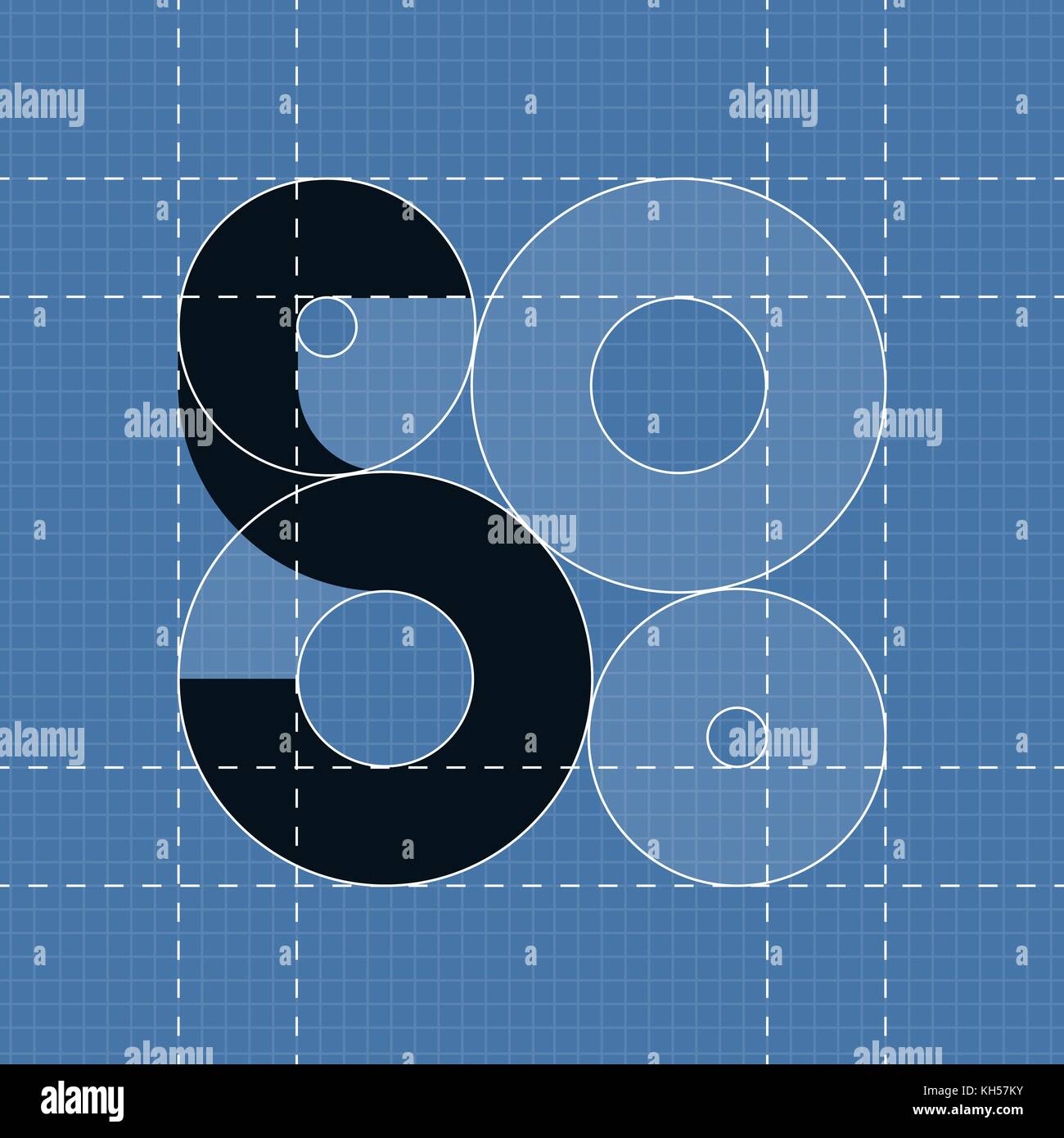 Round engineering font. Symbol 5. Vector illustration in eps10 Stock ...