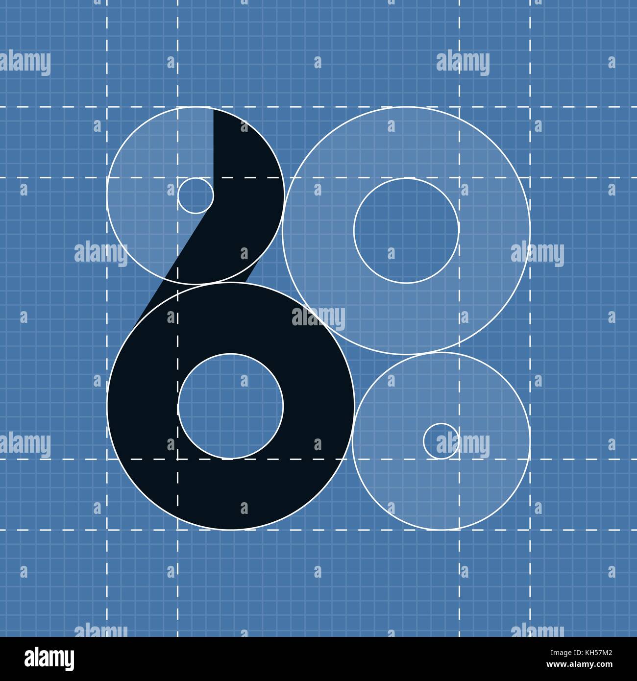 Round engineering font. Symbol 6. Vector illustration in eps10 Stock ...