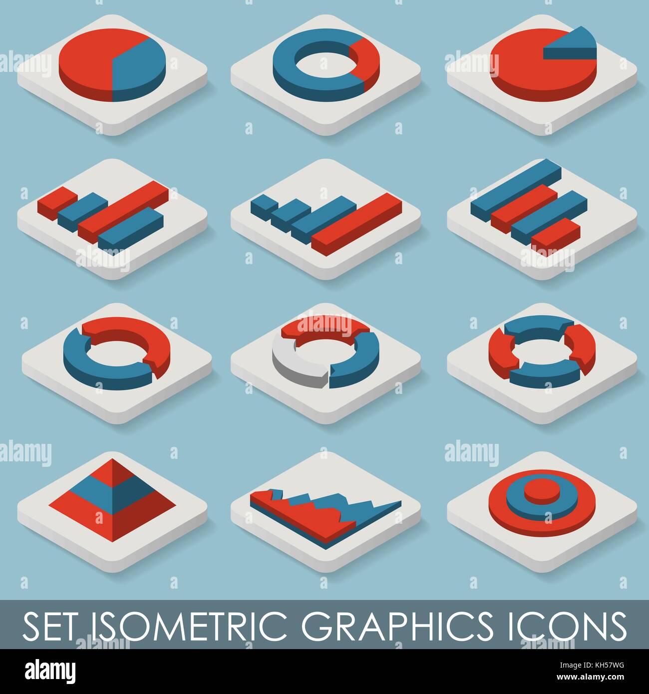Flat Set Isometric Graphics Icons. Infographics. Vector illustration in ...