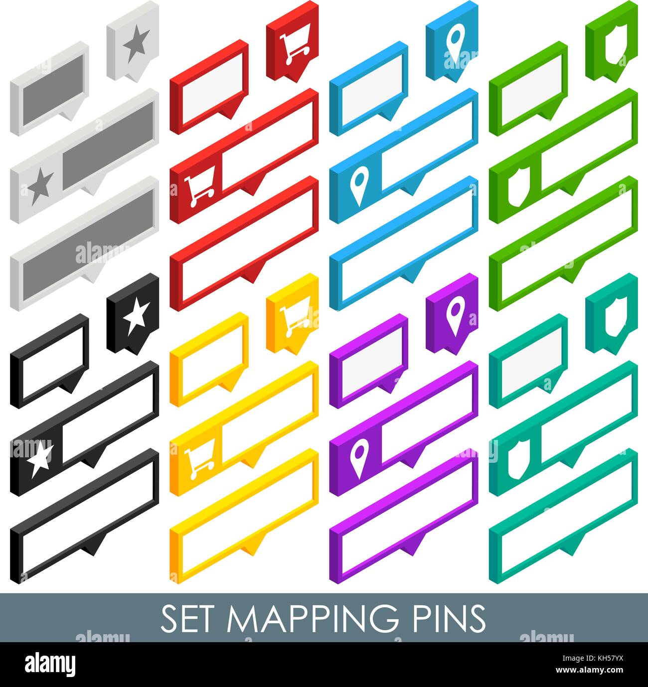 Isometric set mapping cloud pins. Vector illustration in eps10 Stock ...