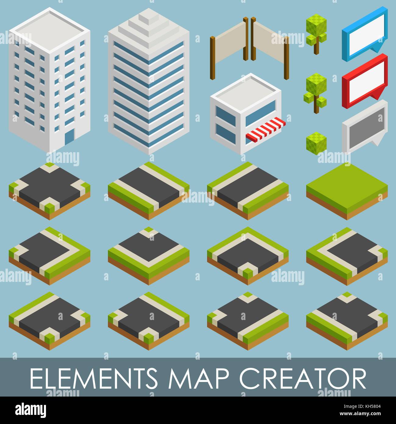 Isometric elements map creator. Vector illustration in eps10 Stock ...