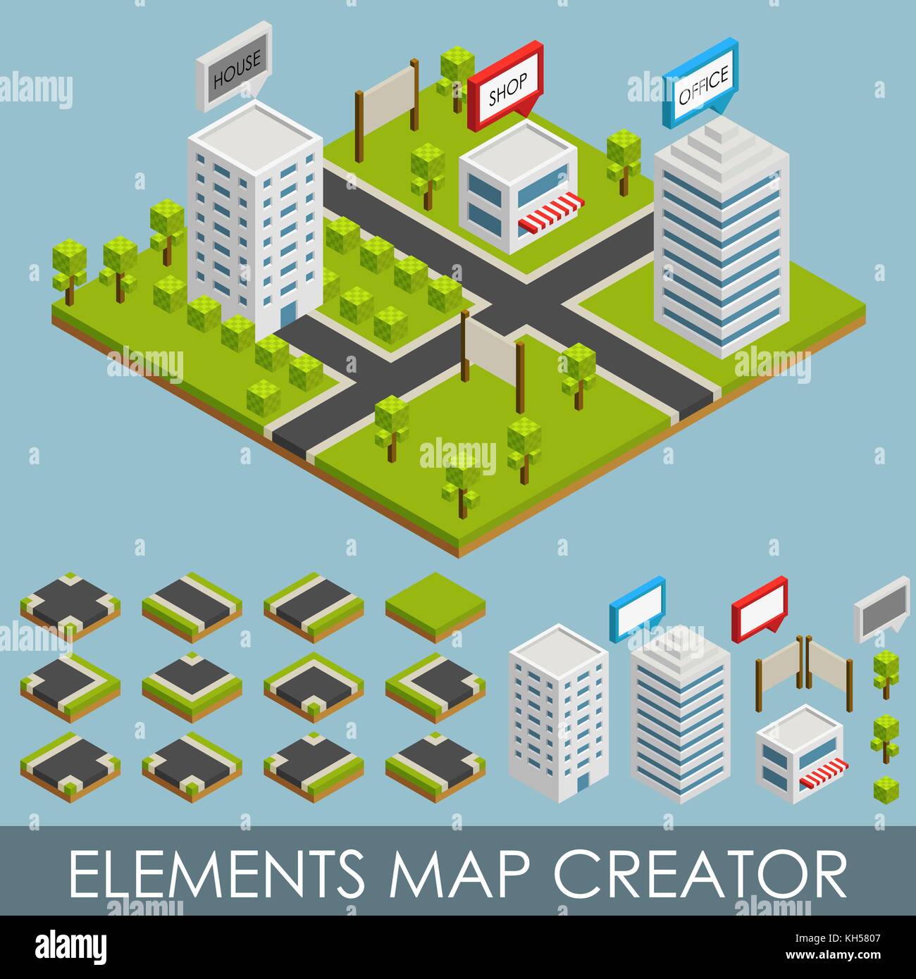 Isometric elements map creator. Vector illustration in eps10 Stock ...