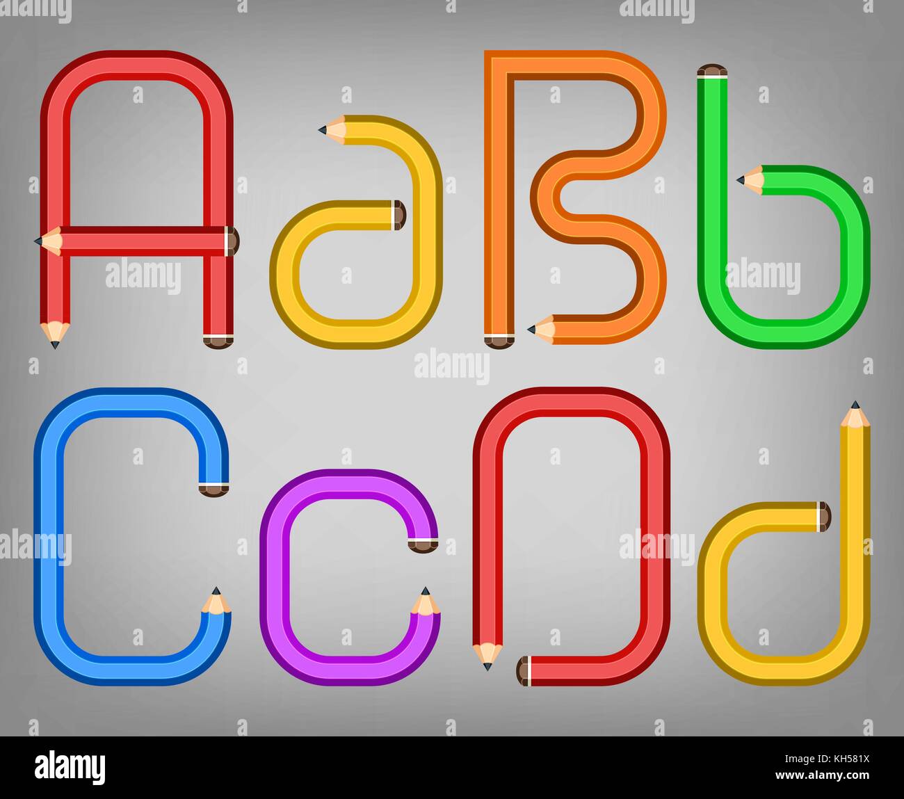 Color pencil alphabet style. Vector illustration in eps10 Stock Vector ...