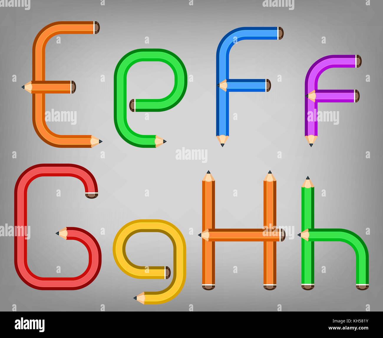 Color pencil alphabet style. Vector illustration in eps10 Stock Vector ...