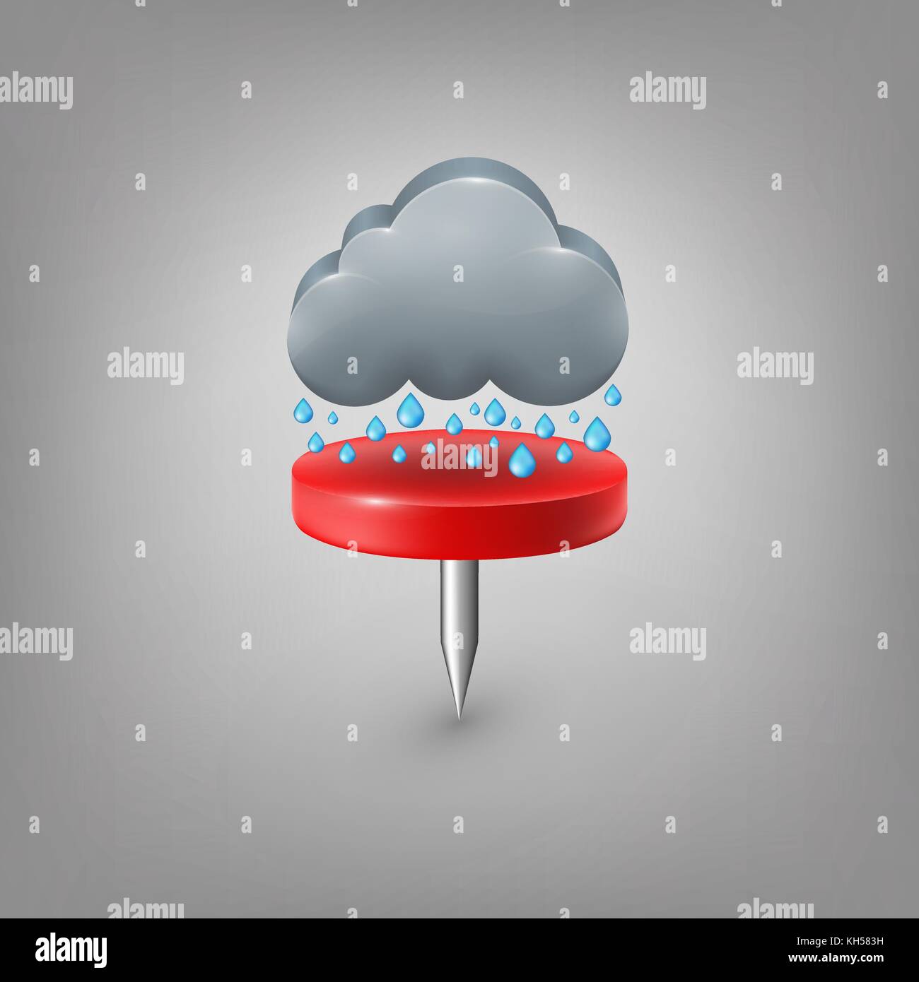 Red pin icon weather. Rain cloud. Vector illustration in eps10 Stock ...