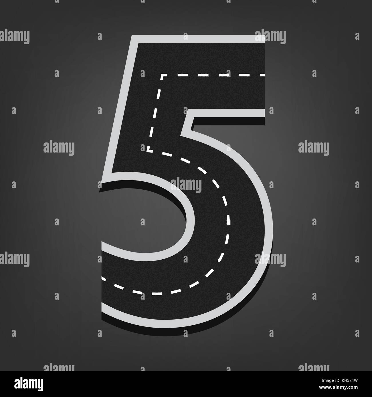 Five number. Road font. Vector illustration in eps10 Stock Vector Image ...