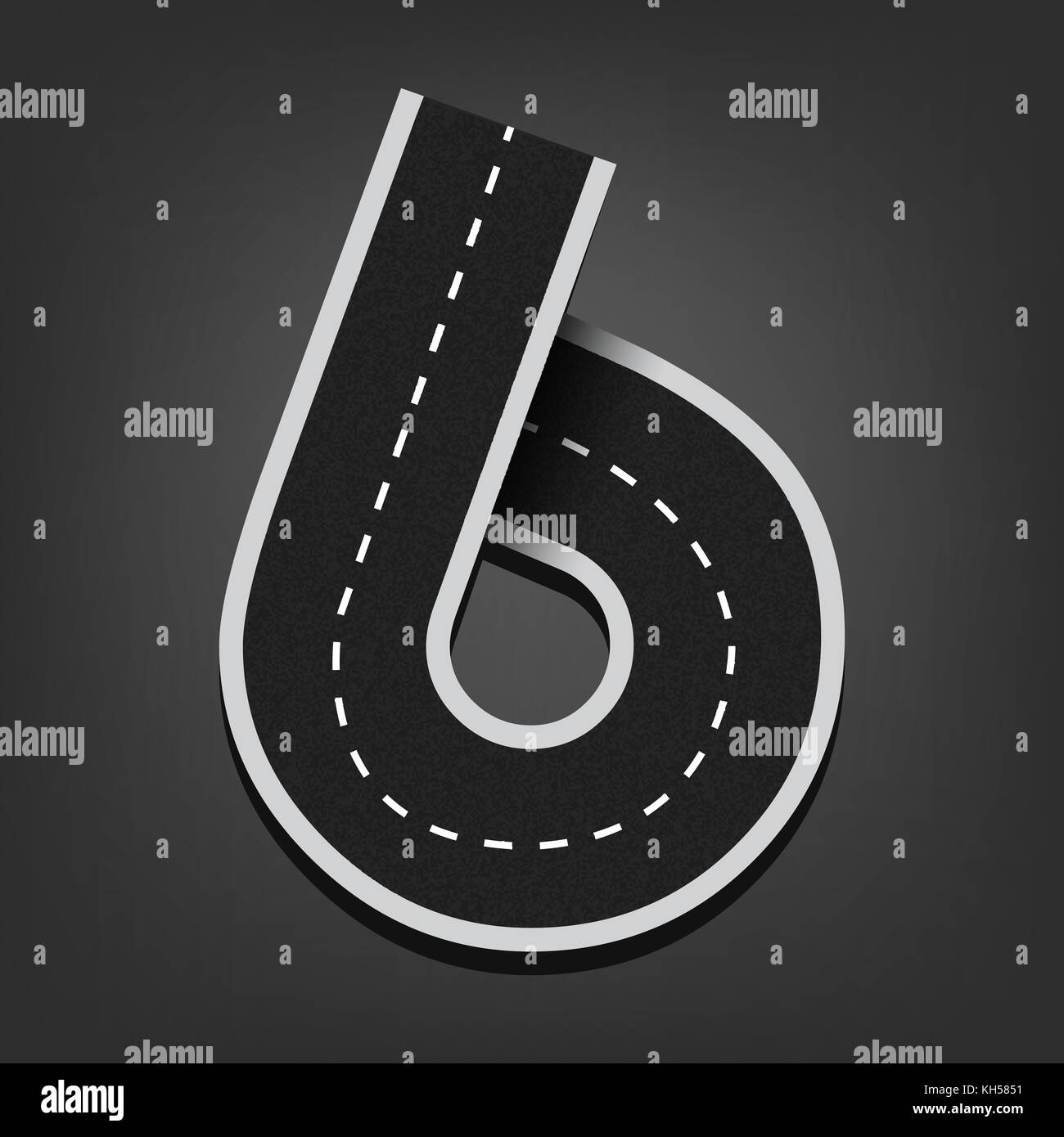 Six number. Road font. Vector illustration in eps10 Stock Vector Image ...