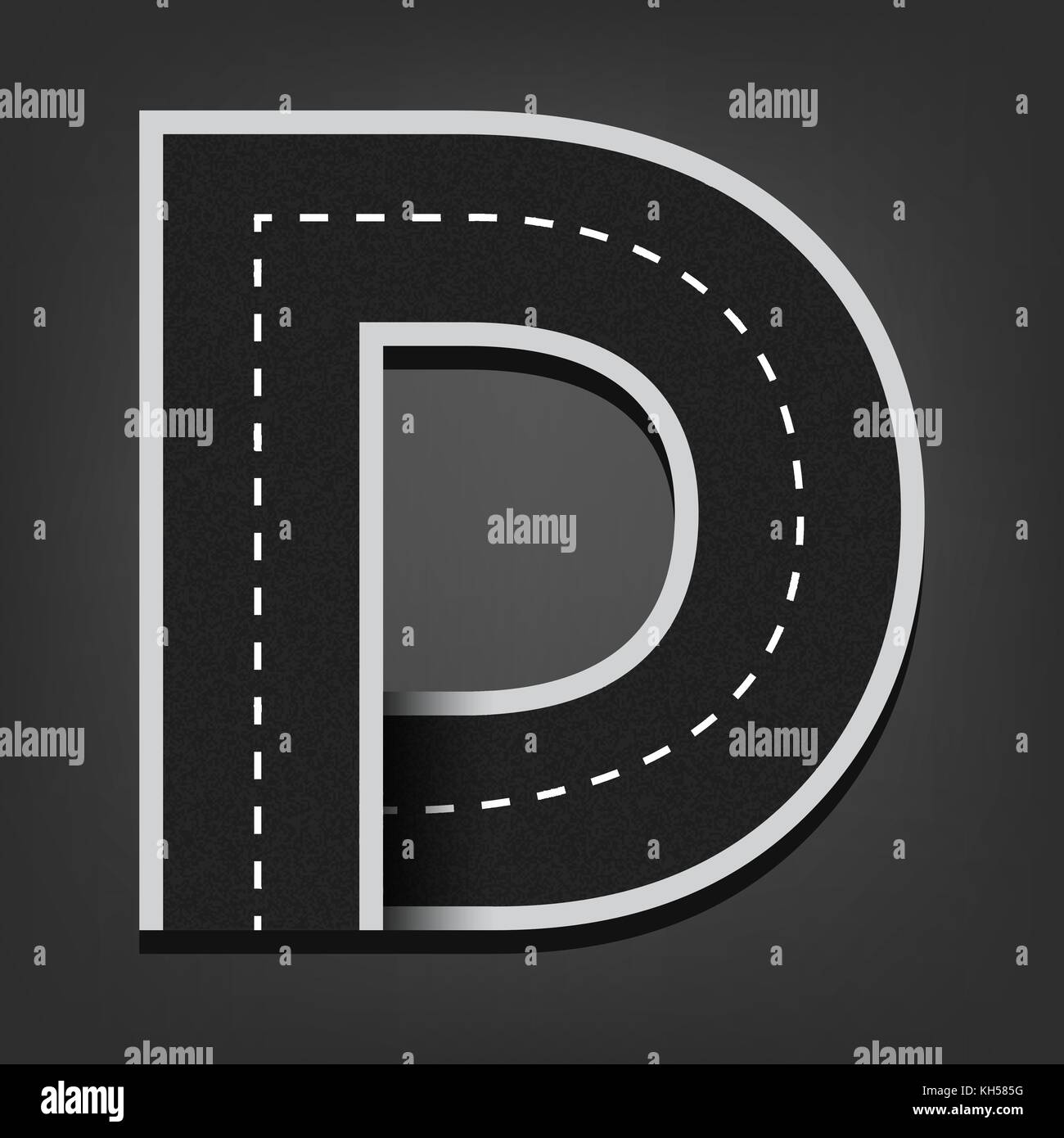D letter. Road font. Vector illustration in eps10 Stock Vector Image ...