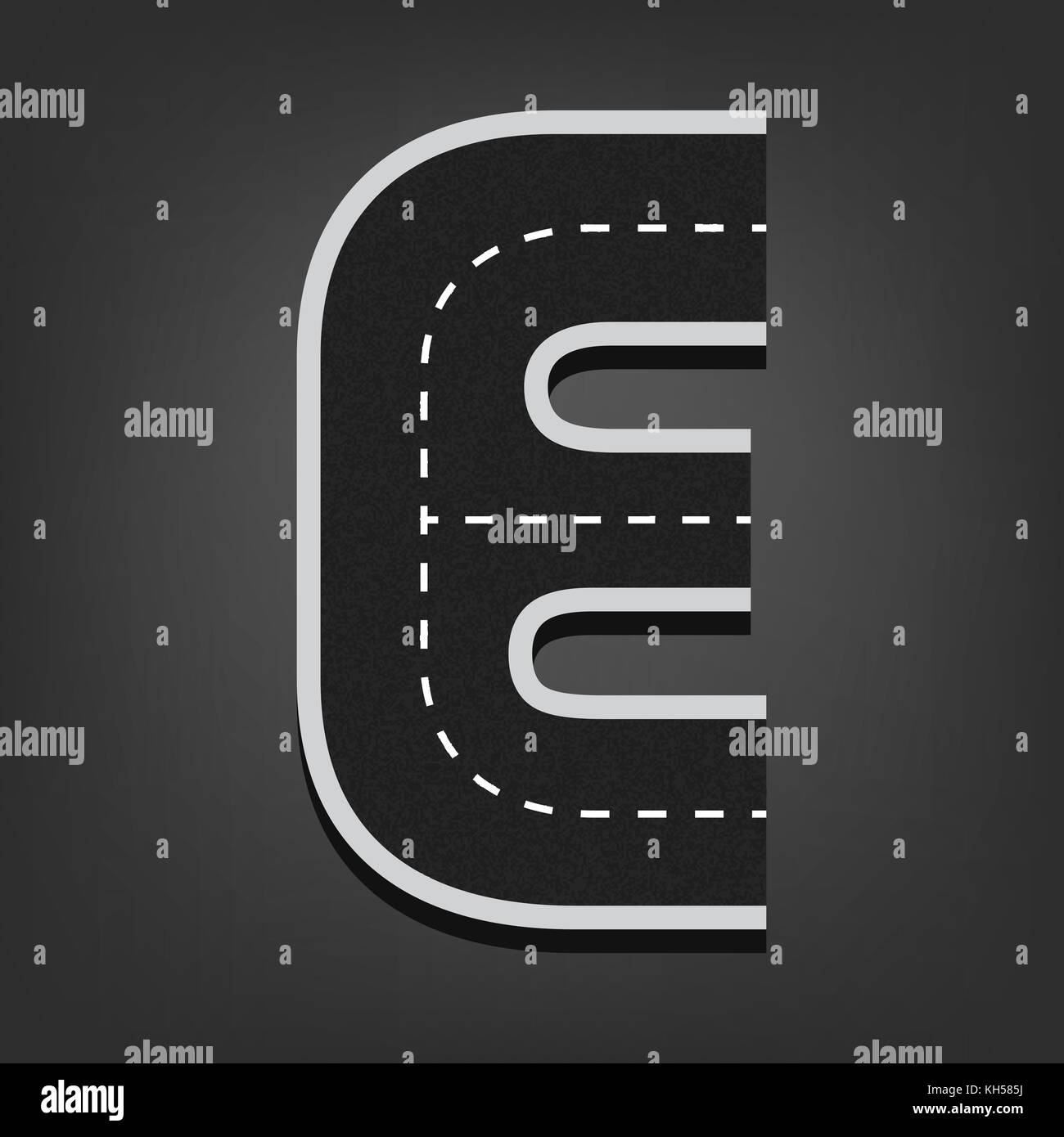E letter. Road font. Vector illustration in eps10 Stock Vector Image ...
