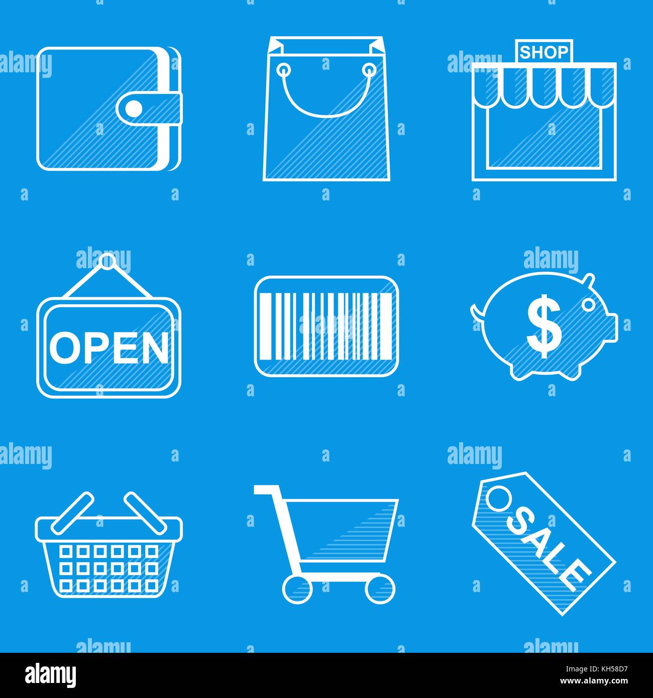 Blueprint icon set. Shop. Vector illustration in eps10 Stock Vector ...