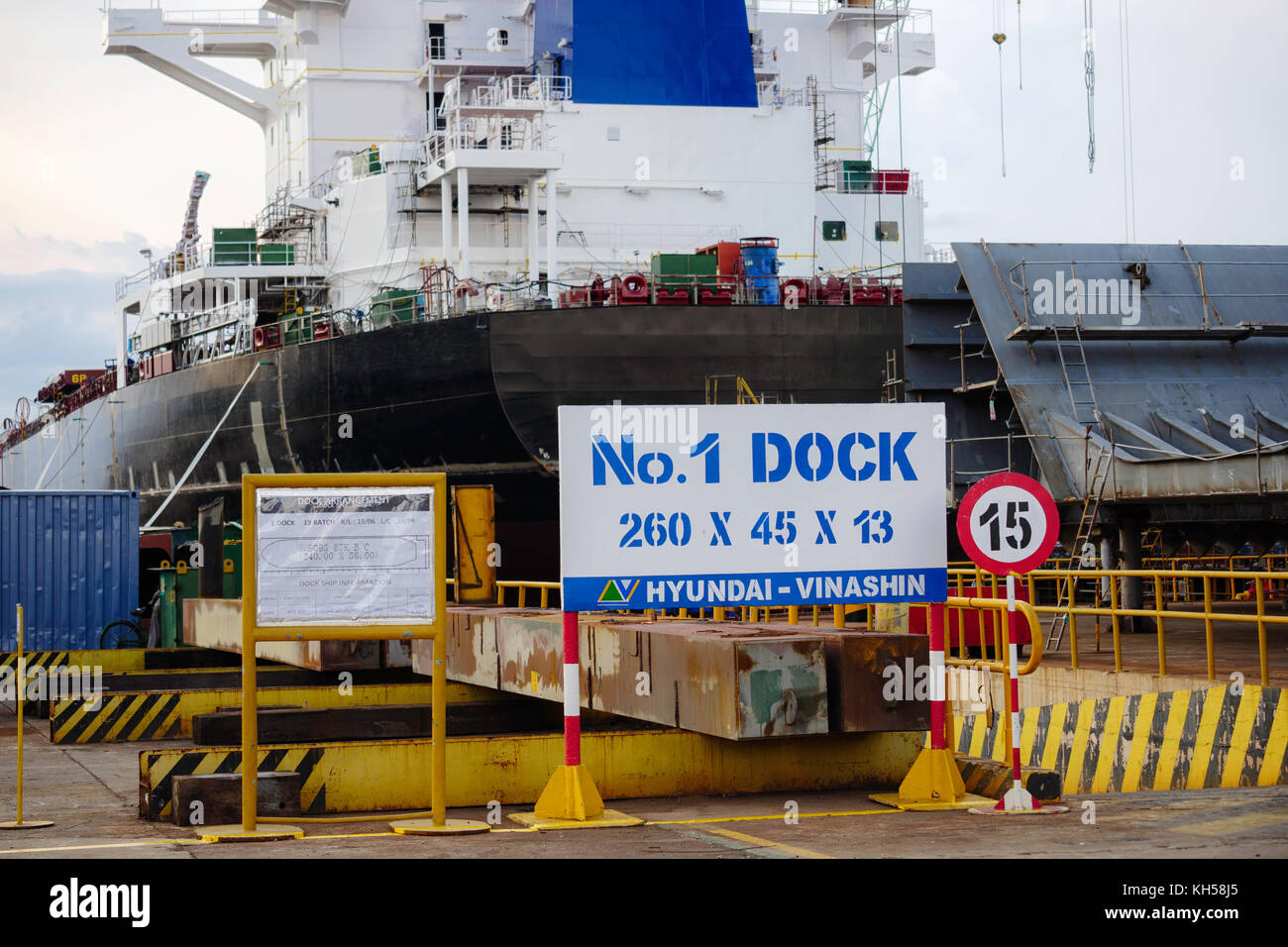 Information panel in dockyard. Camranh Shipyard. Vietnam Stock Photo ...