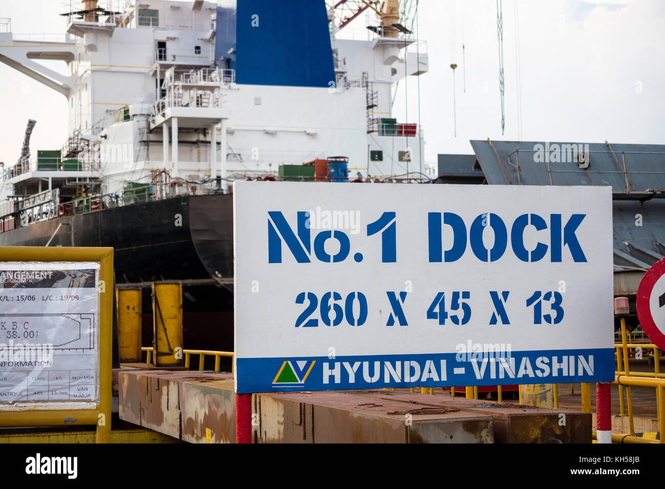 Information panel in dockyard. Camranh Shipyard. Vietnam Stock Photo ...