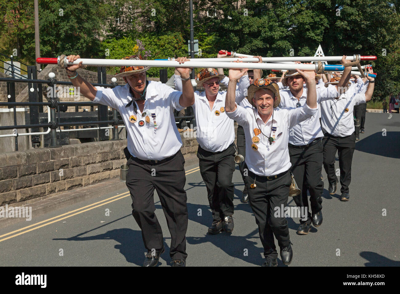 Men pulling the rushcart at the 2017 Sowerby Bridge Rushbearing ...