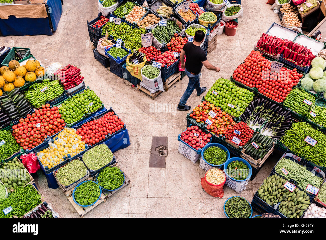 Top view of popular Melike Hatun Bazaar or kadinlar pazari(Women Bazaar ...
