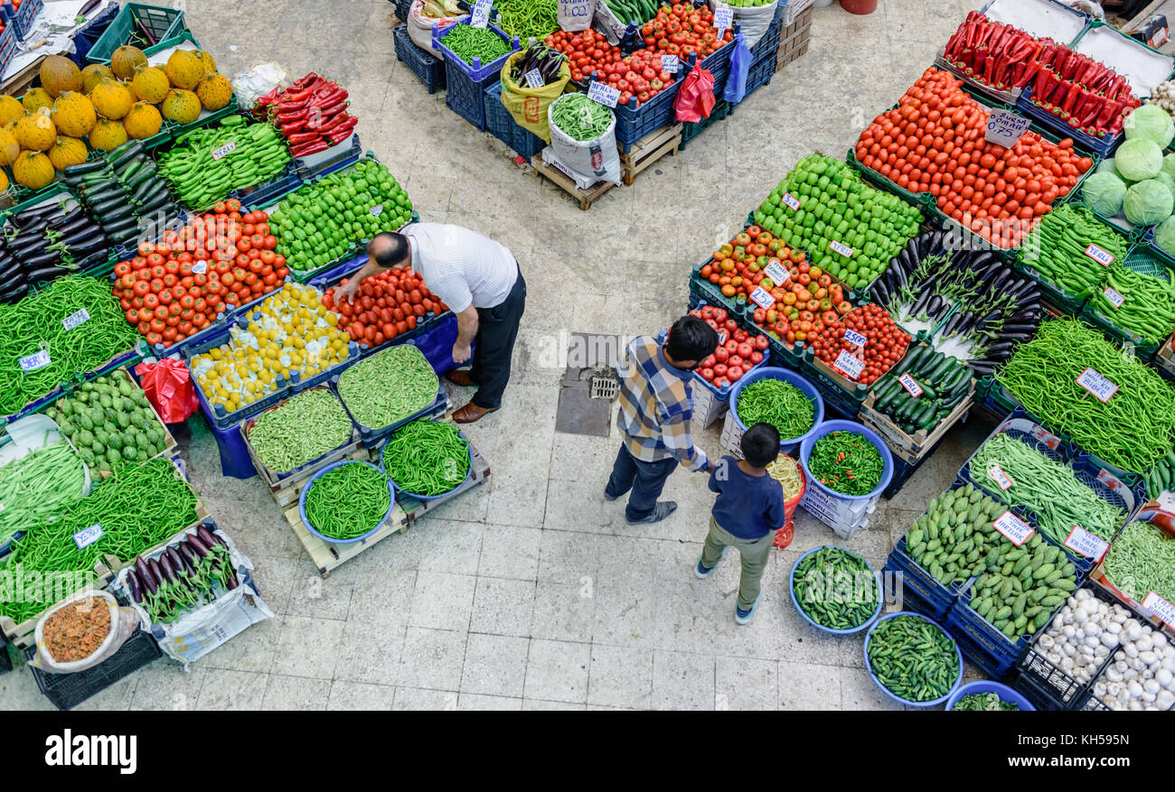 Top view of popular Melike Hatun Bazaar or kadinlar pazari(Women Bazaar ...